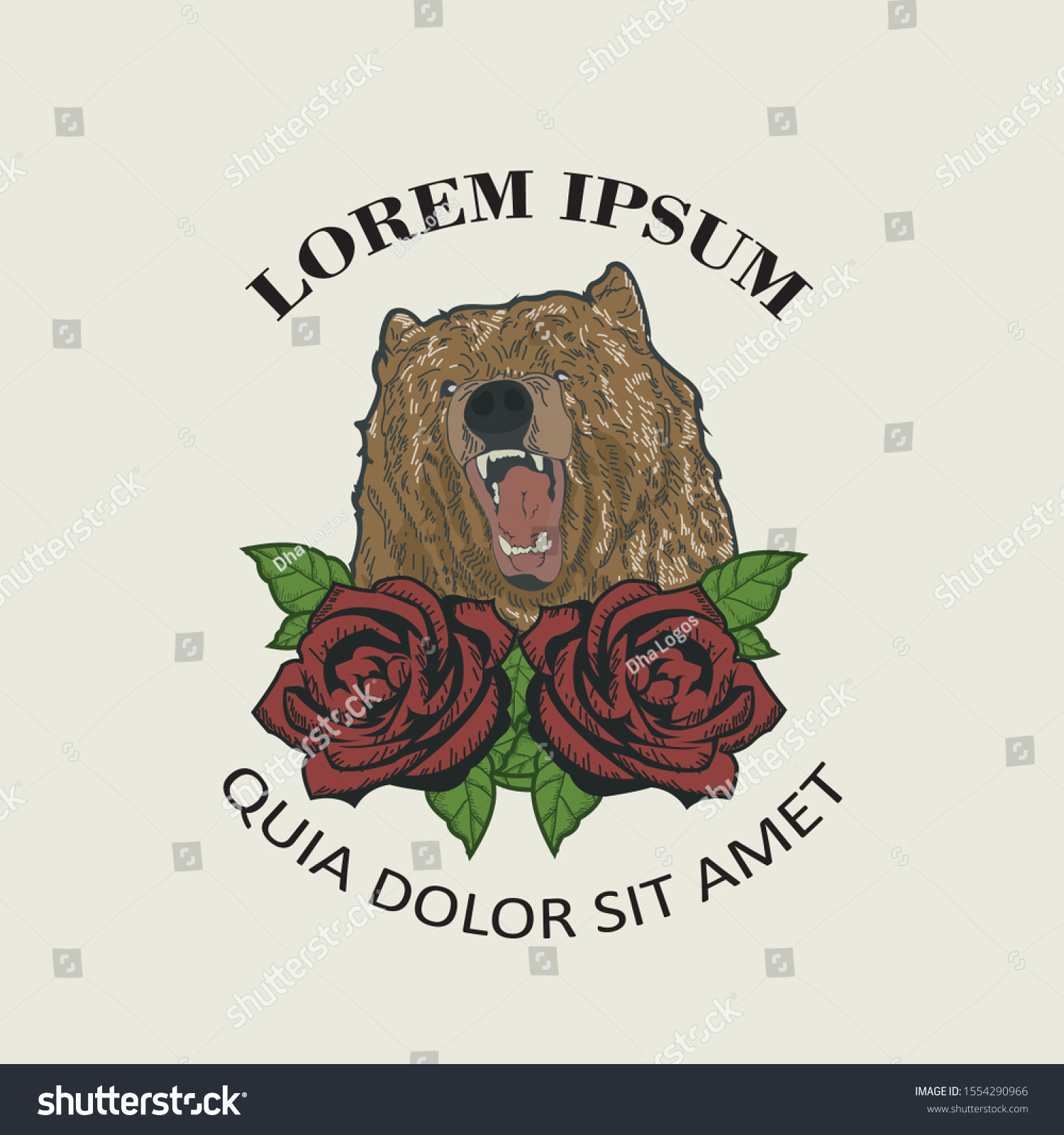 Hand Drawn Logo Bear Theme Stock Vector (Royalty Free) 1554290966