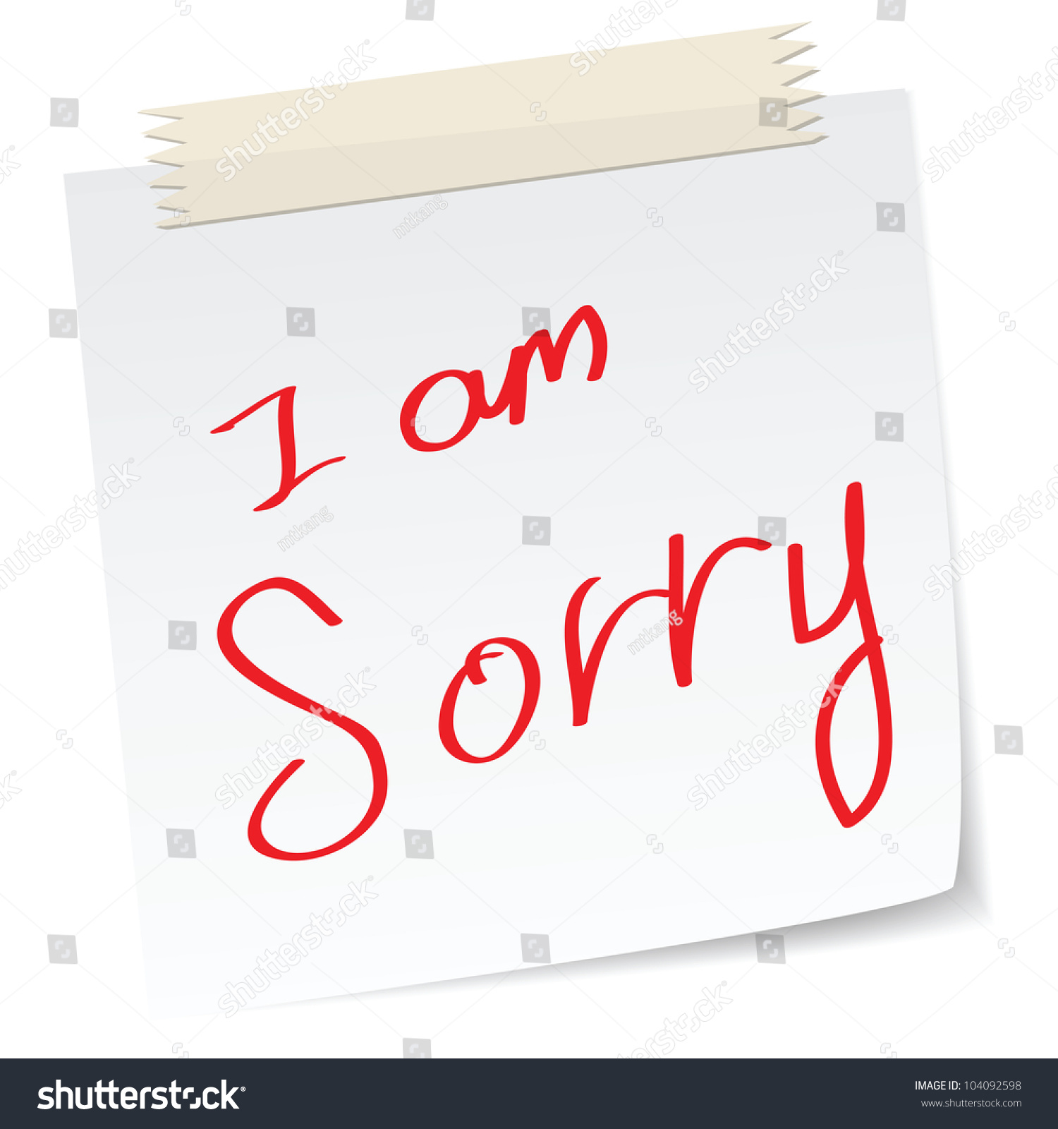Handwritten Notes Sorry Message Stock Vector 104092598 - Shutterstock