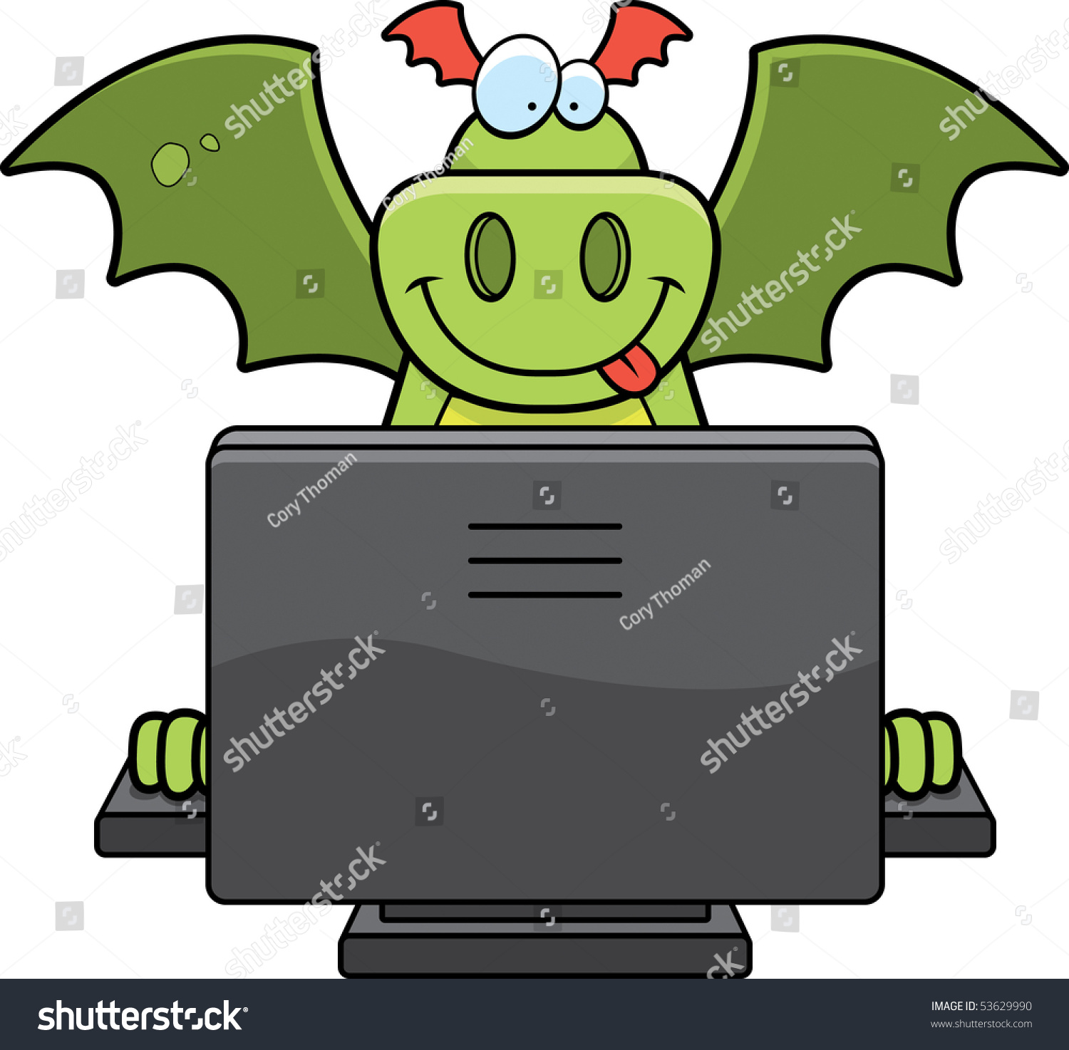 Happy Cartoon Dragon Computer Stock Vector (Royalty Free) 53629990 ...