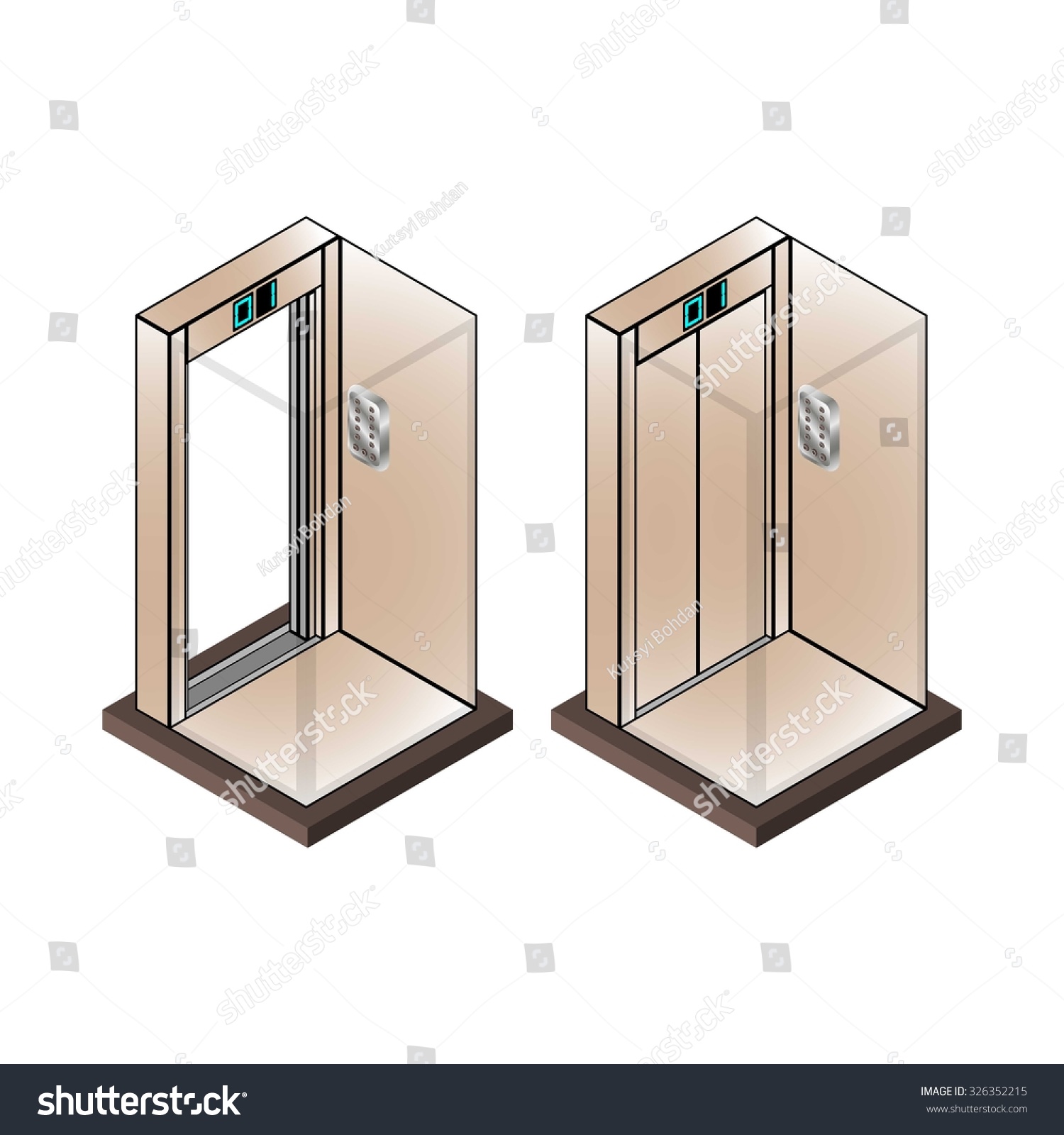 Isometric Vector Elevator Closed Open Door Stock Vector 326352215 ...
