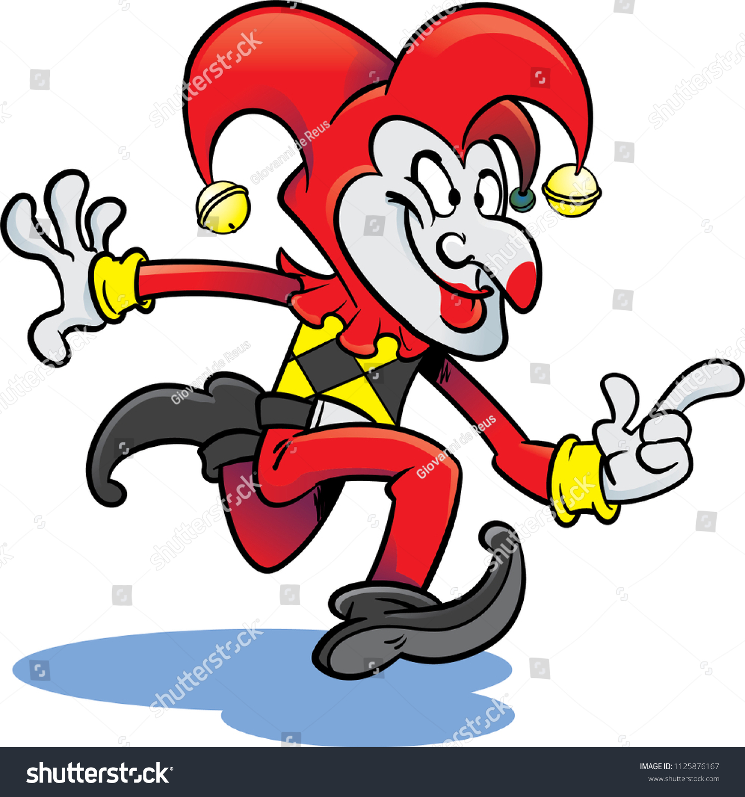 Jester Running Laughing Pointing Stock Vector (Royalty Free) 1125876167 ...