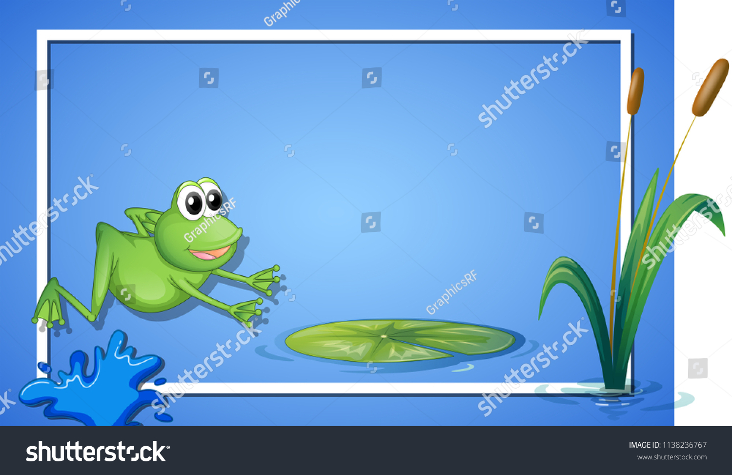 Jumping Frog Border Illustration Stok Vektör (Telifsiz) 1138236767 ...