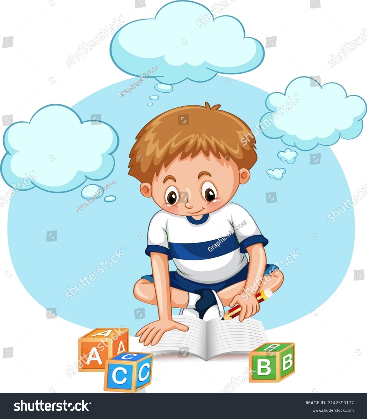 Kid Doing Homework Speech Bubble Illustration Stock Vector (Royalty ...
