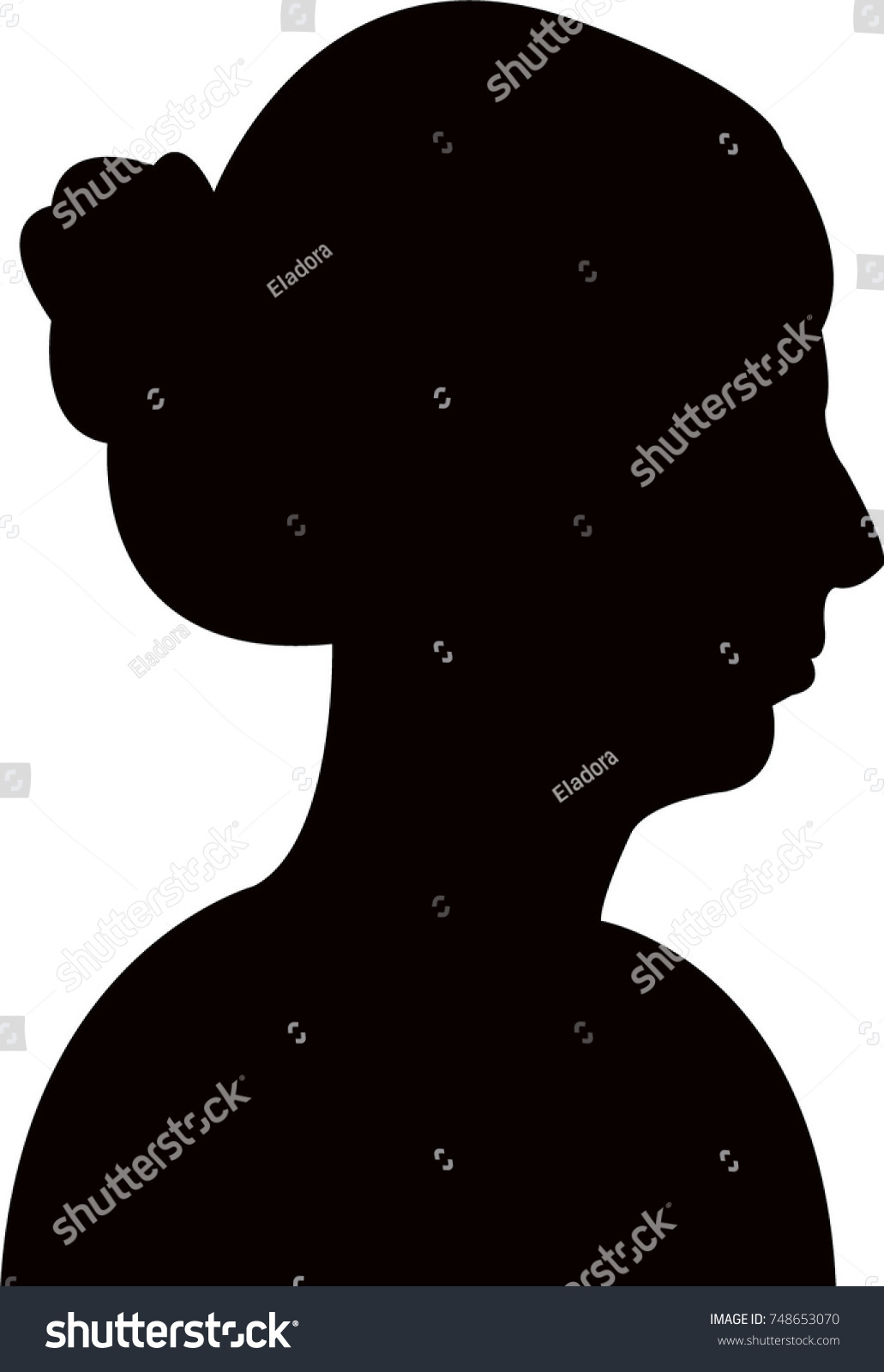 Lady Head Silhouette Vector Stock Vector (Royalty Free) 748653070 ...