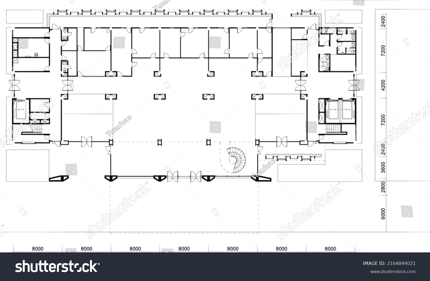 Large Size Office Plan Sketch Stock Vector (Royalty Free) 2164844021 ...