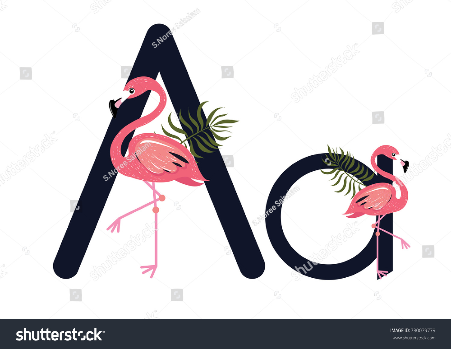 Letter Flamingo Vector Stock Vector (Royalty Free) 730079779