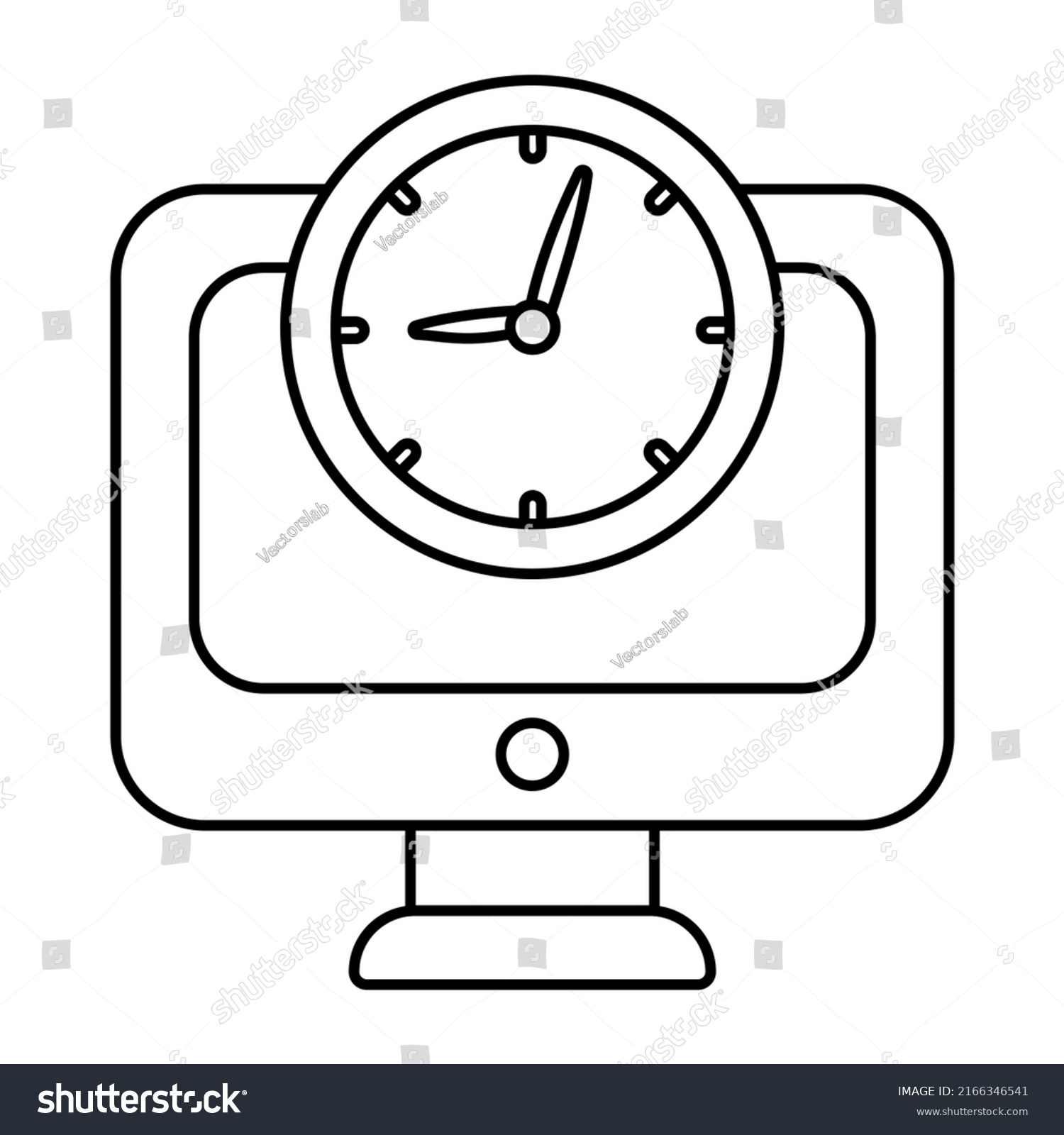 Linear Design Icon Computer Clock Stock Vector (Royalty Free ...