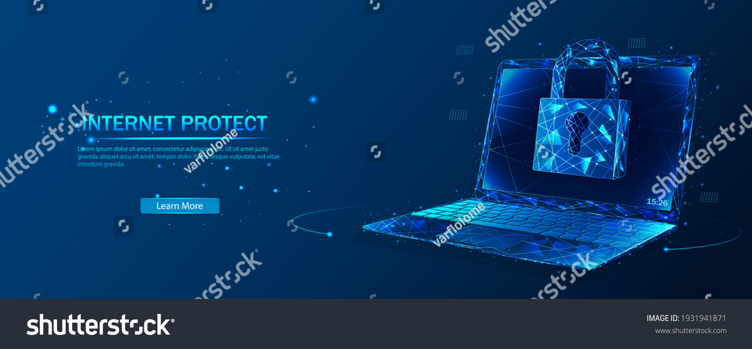 Locked Laptop Screen Low Polyframe Vector Stock Vector (Royalty Free ...