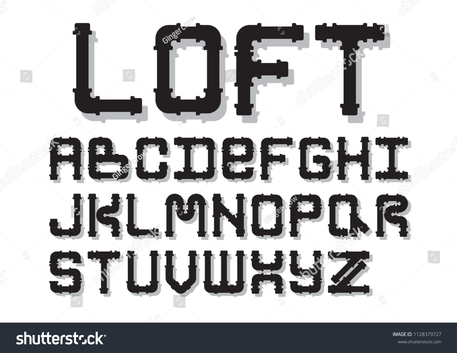 Loft Style Vector Font Stylized Pipes Stock Vector (Royalty Free ...