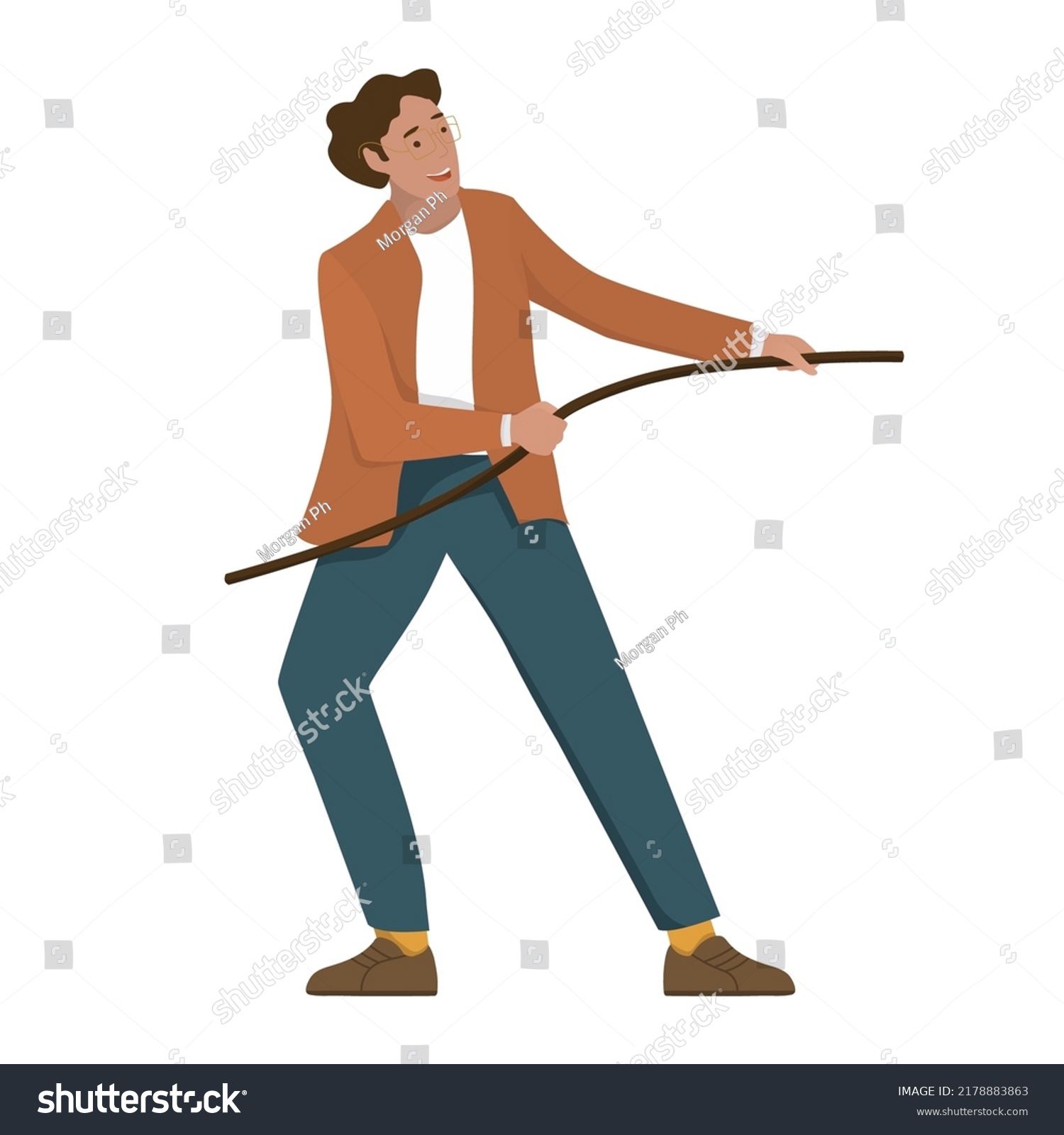Man Suit Pulling Something Person Manager Stock Vector (Royalty Free ...