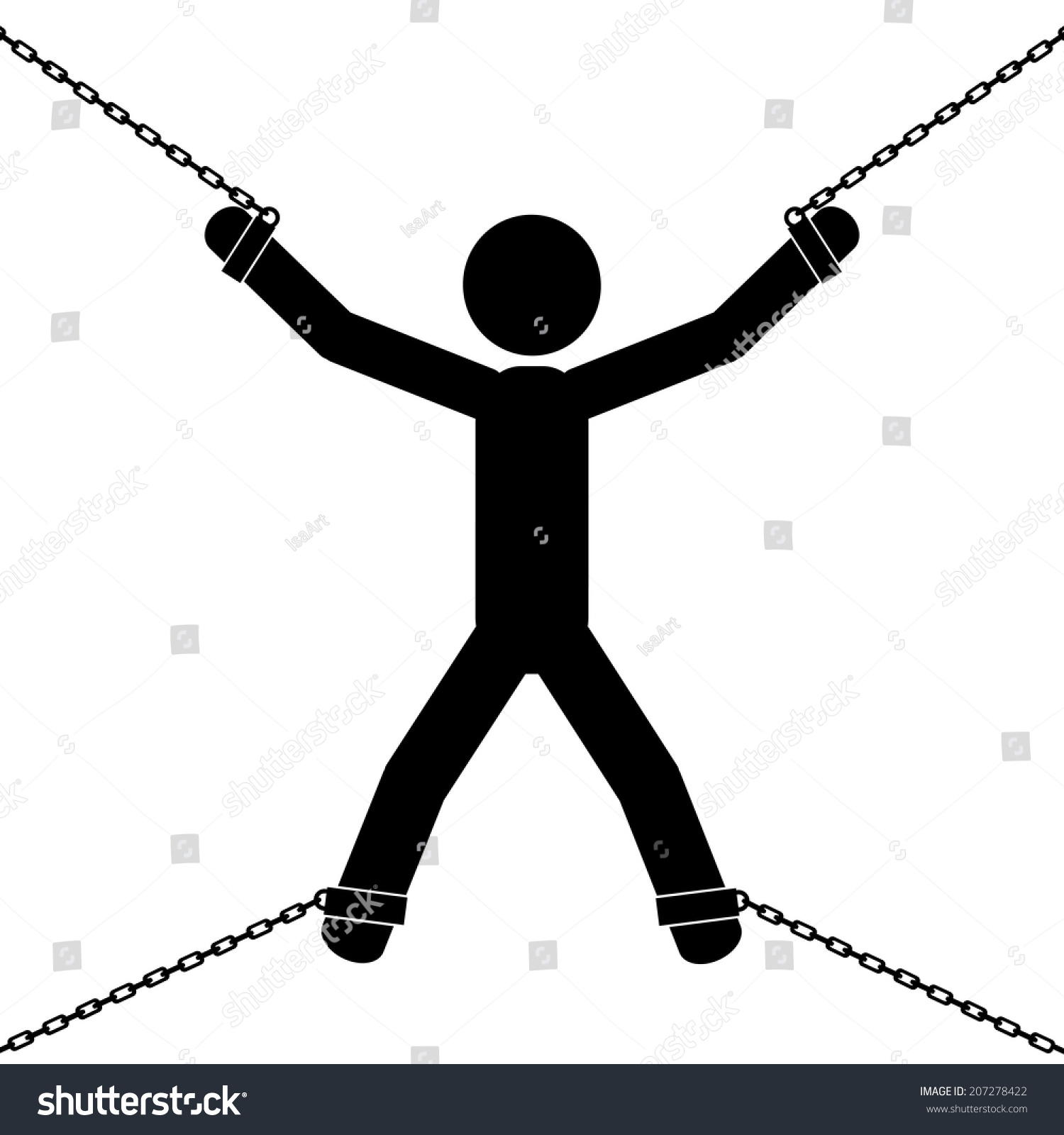 Man Chained His Hands Legs Stick Stock Vector Royalty Free 207278422