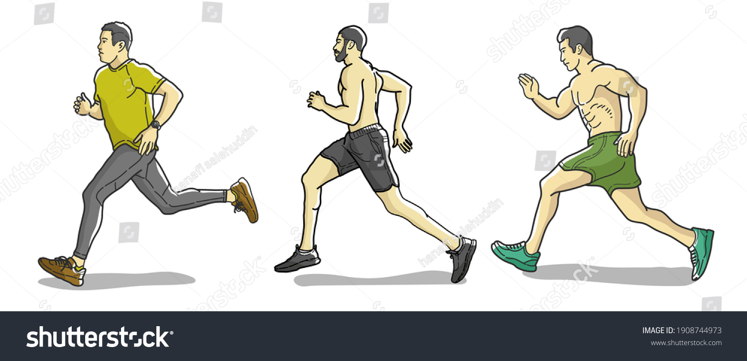 Man Running Hand Drawn Style Vector Stock Vector (Royalty Free ...