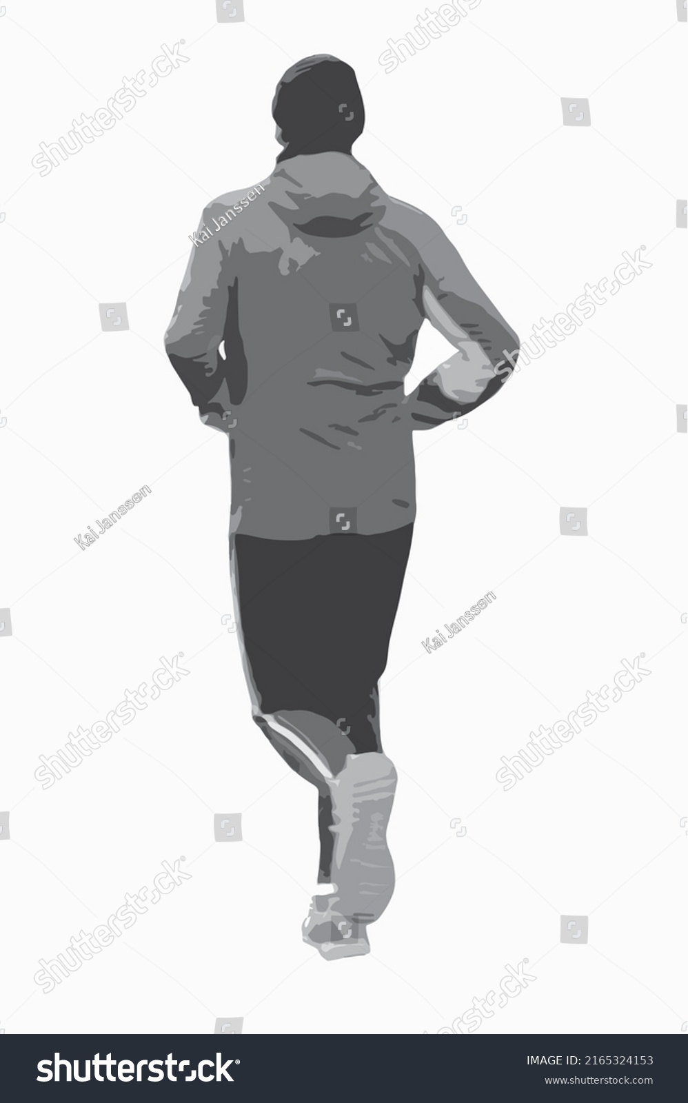 Man Runningjogging Vector Grayscale Stock Vector (Royalty Free ...