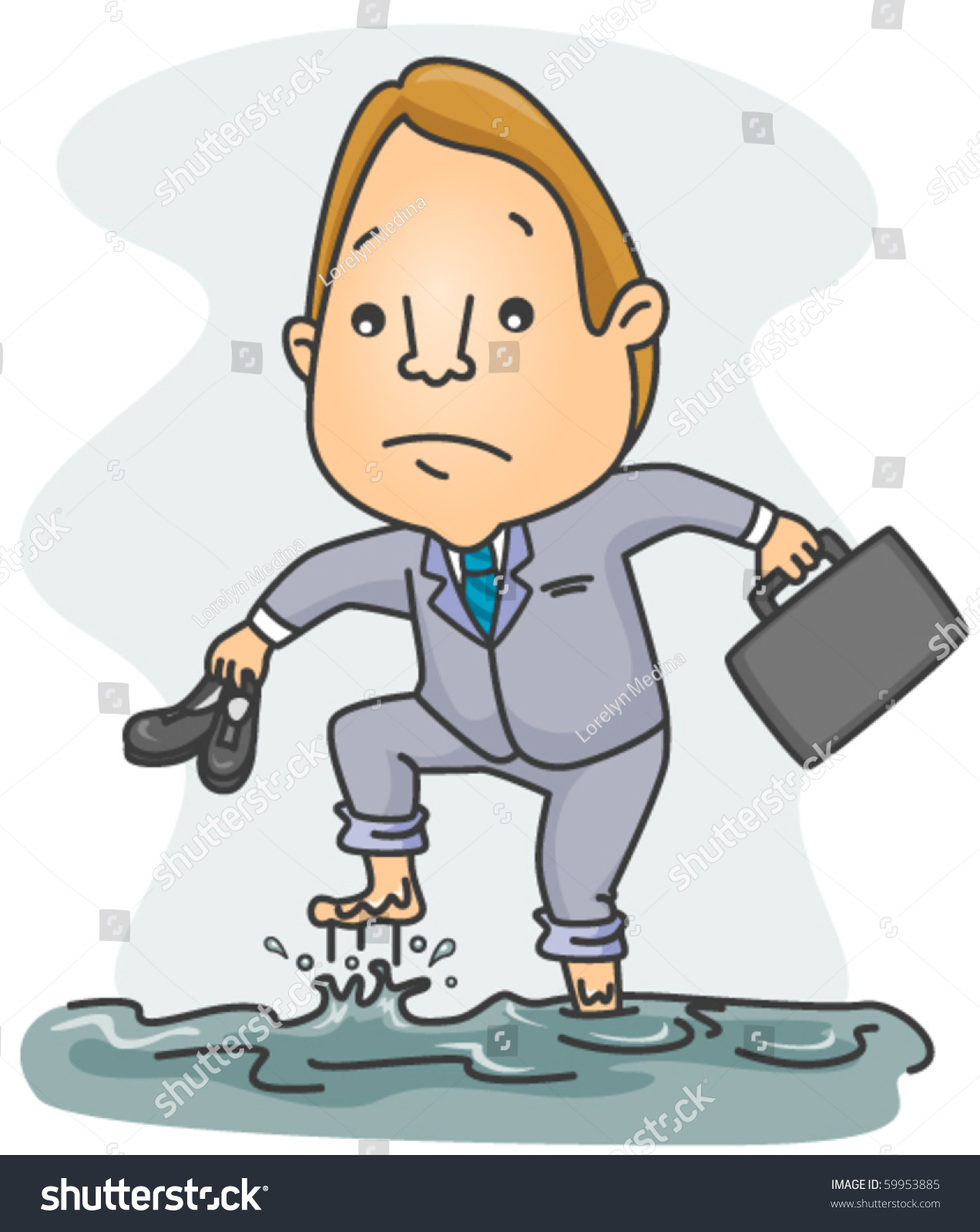 Man Wading Through Flood Vector Stock Vector (Royalty Free) 59953885 ...