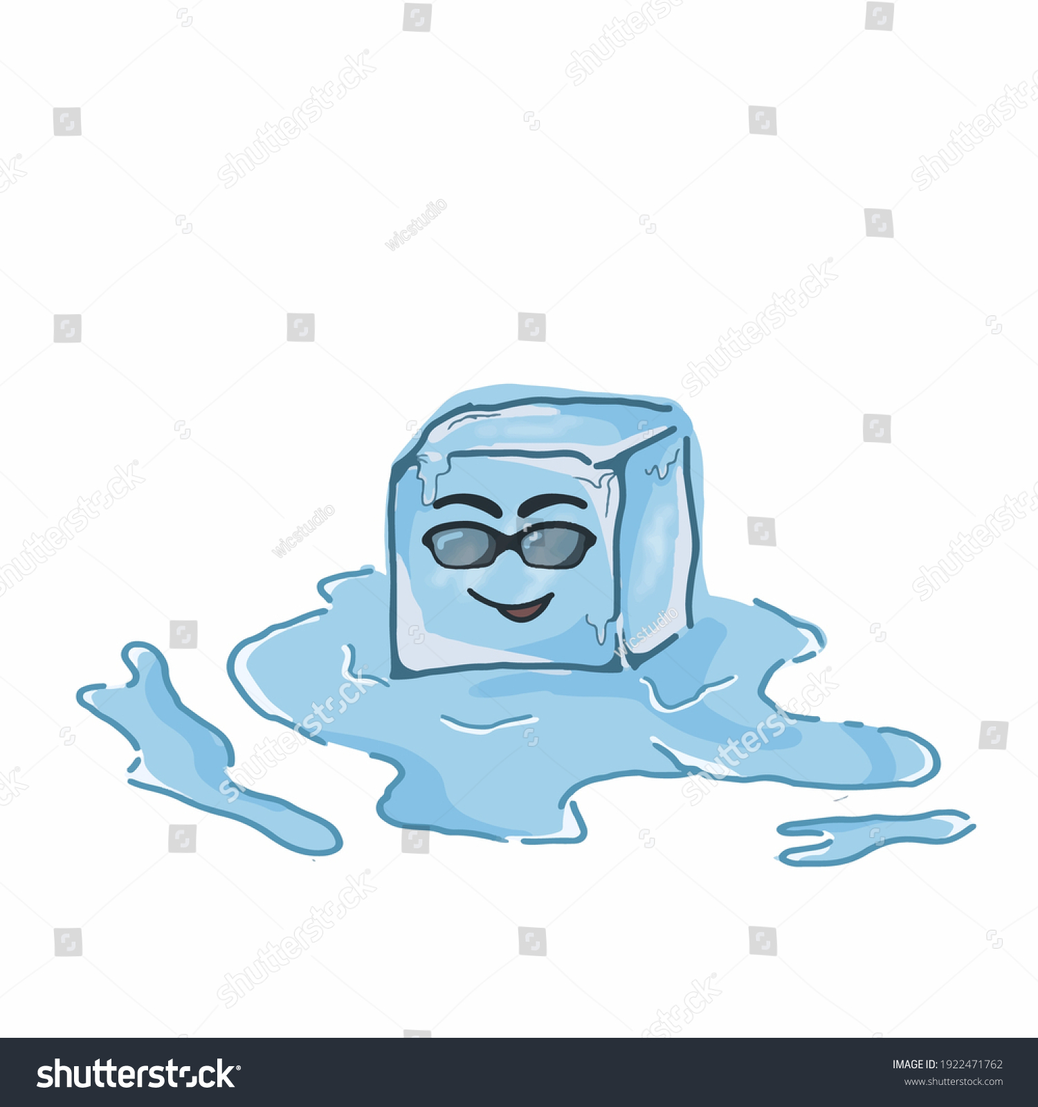 Melting Ice Cube Character Vector Template Stock Vector (Royalty Free ...
