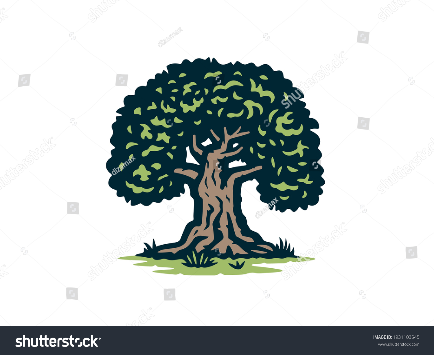 Mighty Tree Vector Illustration Color Version Stock Vector (Royalty ...