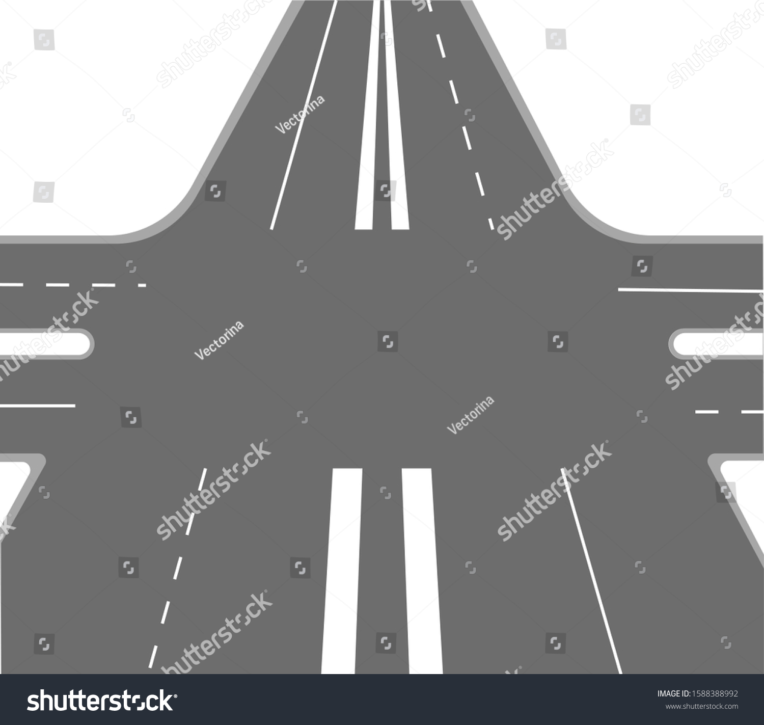 Multilane Intersection White Dividing Strip Stock Vector (Royalty Free ...