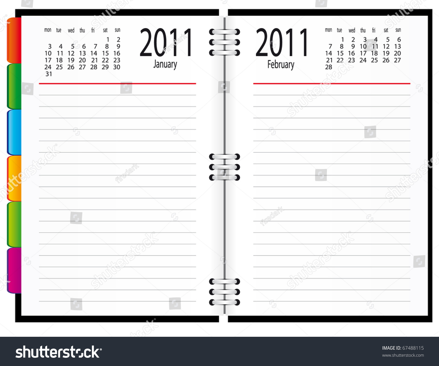 Notebook Calendar Vector Illustration: vector de stock (libre de ...