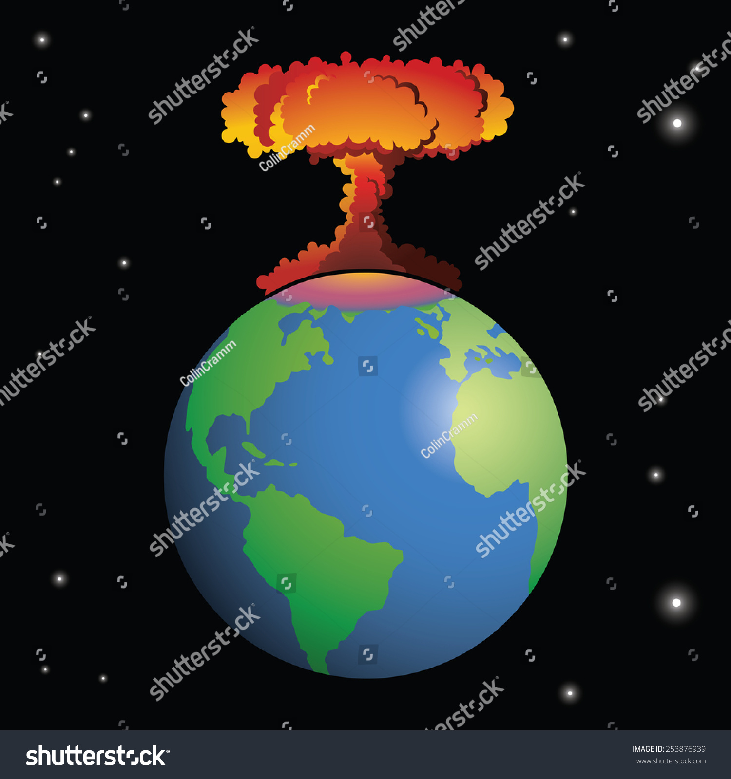 Nuclear Weapon Exploding On Earth Forming Stock Vector (Royalty Free ...