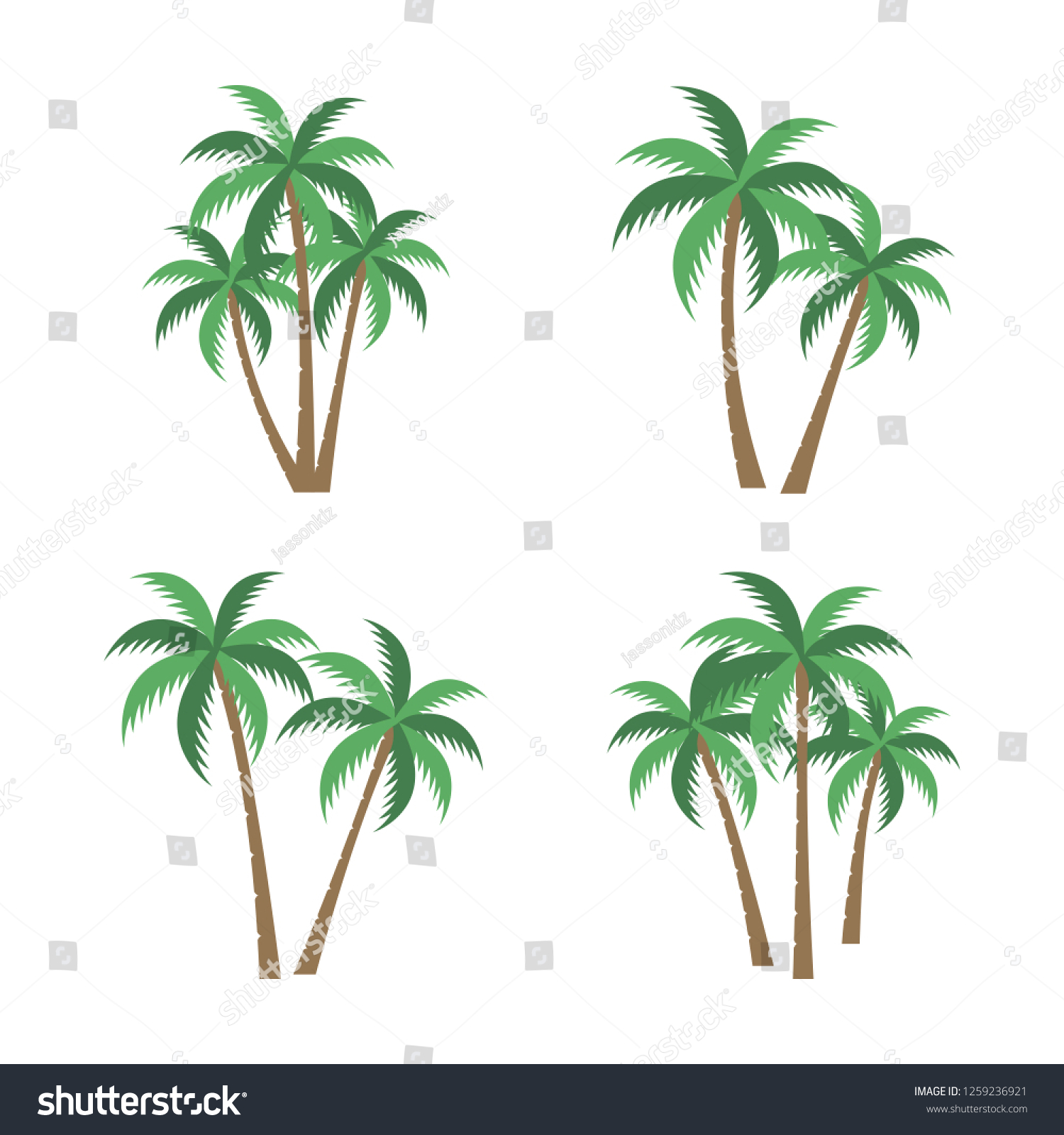 Palm Tree Vector Set: vetor stock (livre de direitos) 1259236921 ...