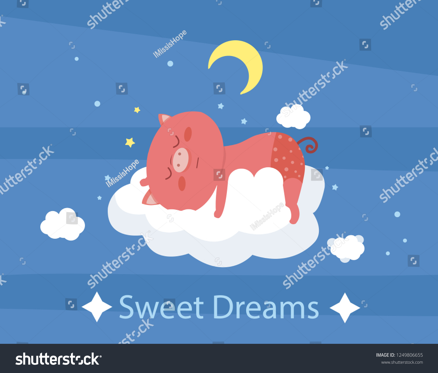 Pig Sleeping On Cloud Stock Vector (Royalty Free) 1249806655 | Shutterstock