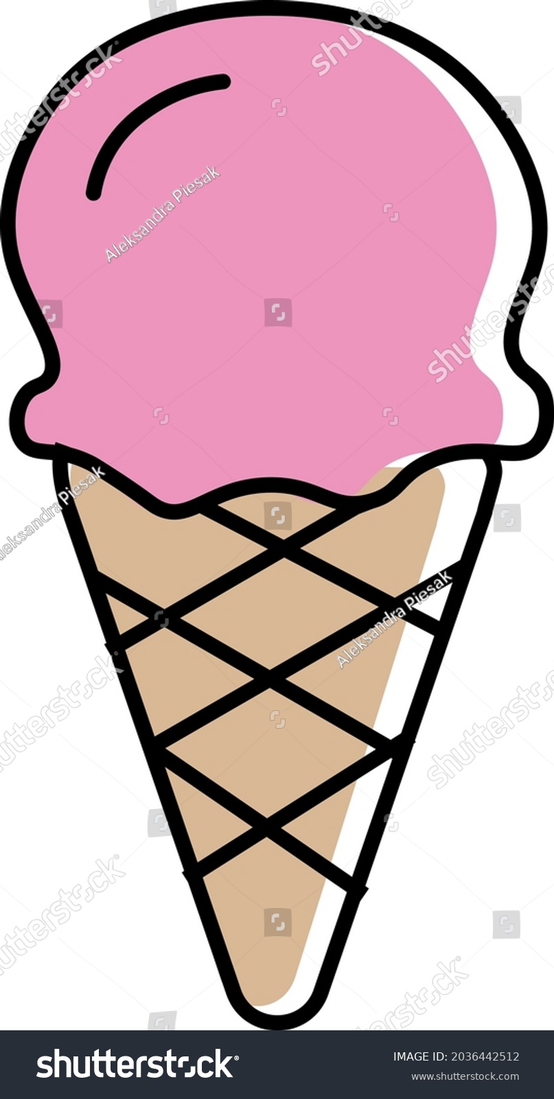 Pink Ice Cream Cone Vector Stock Vector Royalty Free 2036442512