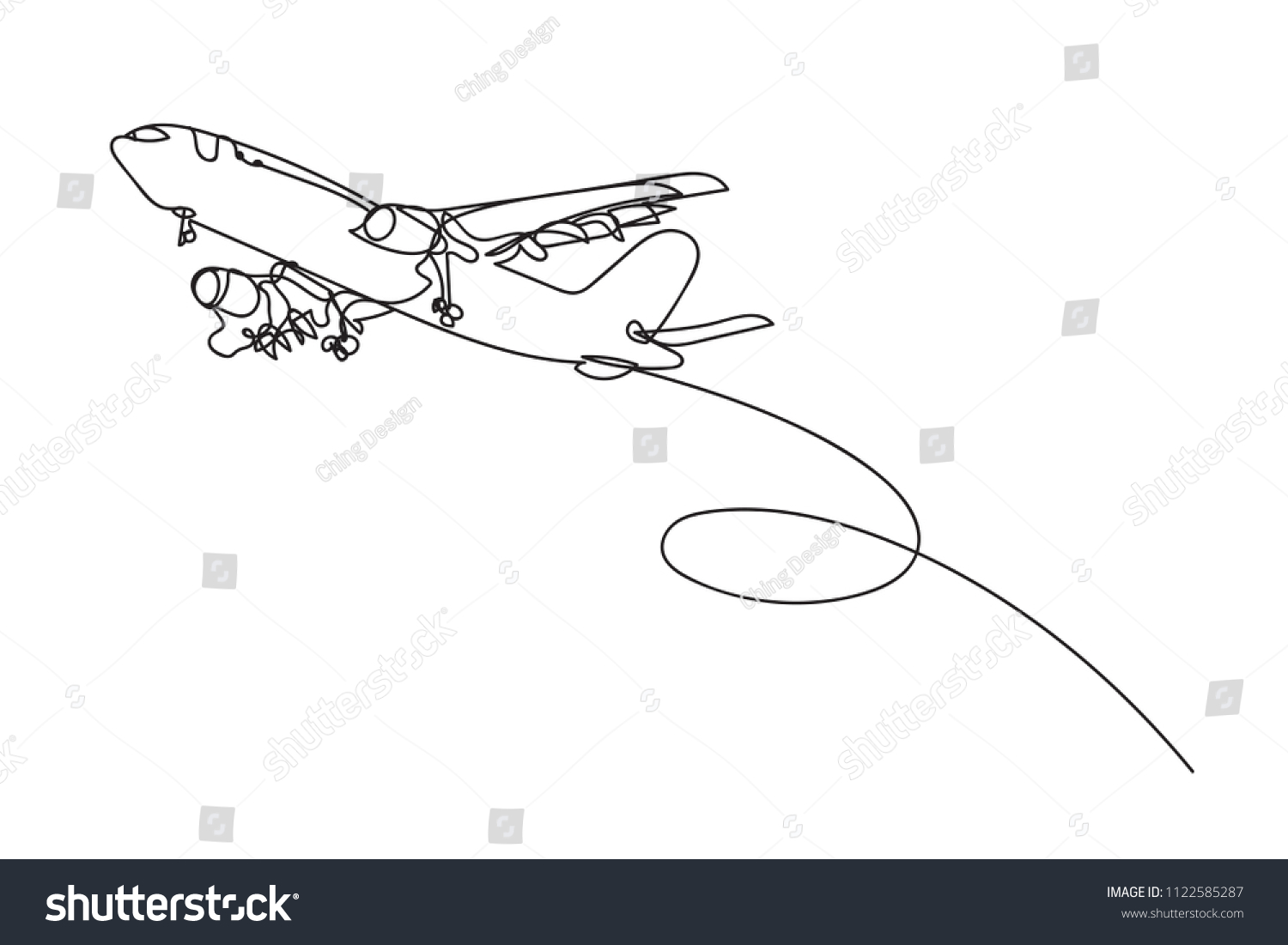 Plane Line Drawing Stylevector Design Stock Vector (Royalty Free ...