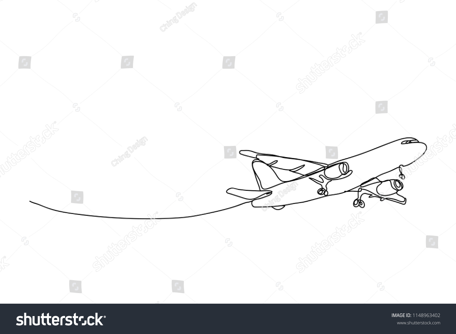 Plane Line Drawing Stylevector Design Stock Vector (Royalty Free ...