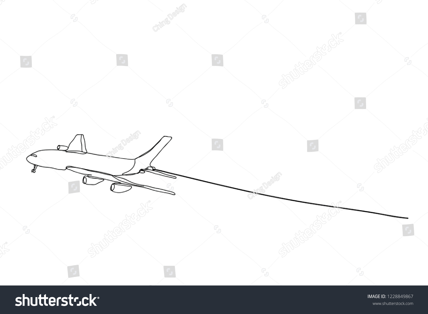 Plane Line Drawing Stylevector Design Stock Vector (Royalty Free ...