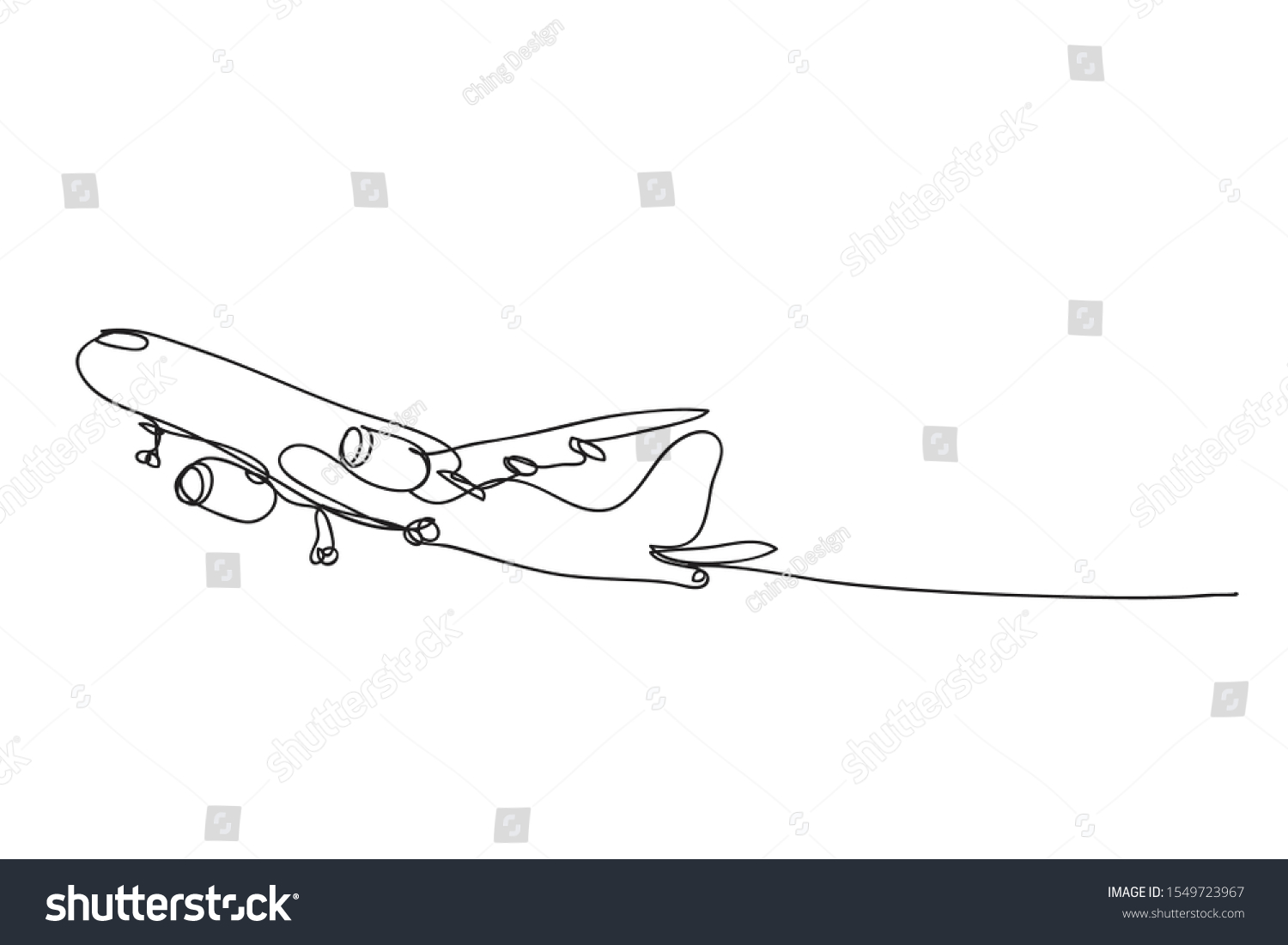 Plane Line Drawing Style Vector Design Stock Vector (Royalty Free ...