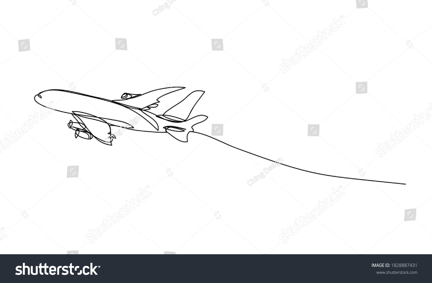 Plane Line Drawing Stylevector Design Stock Vector (Royalty Free ...