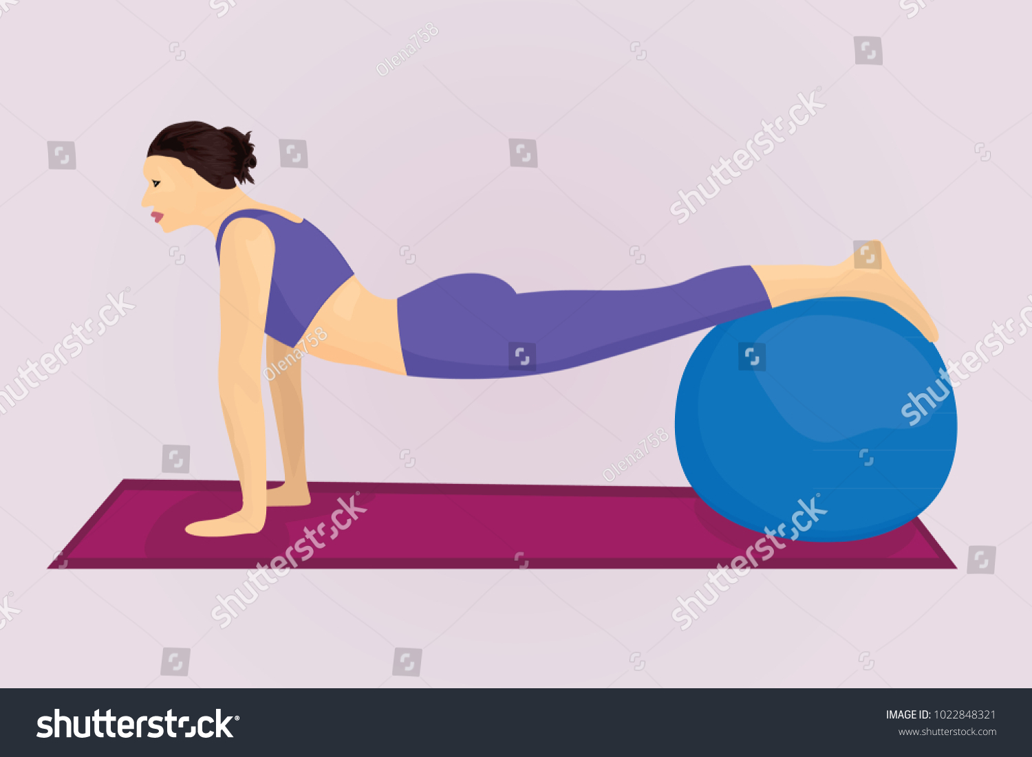 Plank Position Ball Vector Illustration Stock Vector (Royalty Free ...