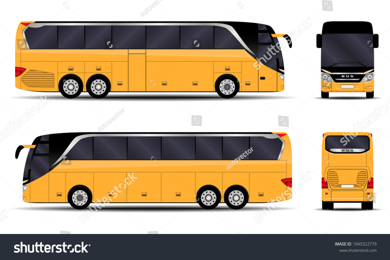 Vektor Stok Realistic Bus Side View Front View (Tanpa Royalti ...