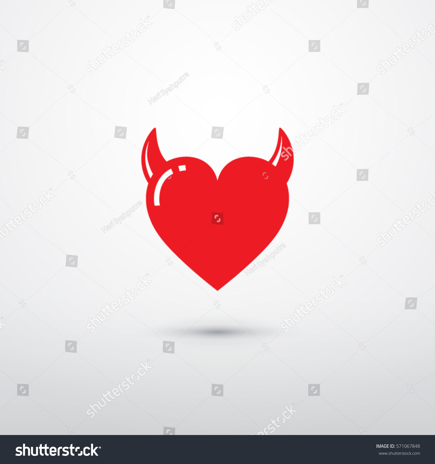 Red Heart Devil Horn Stock Vector (Royalty Free) 571067848