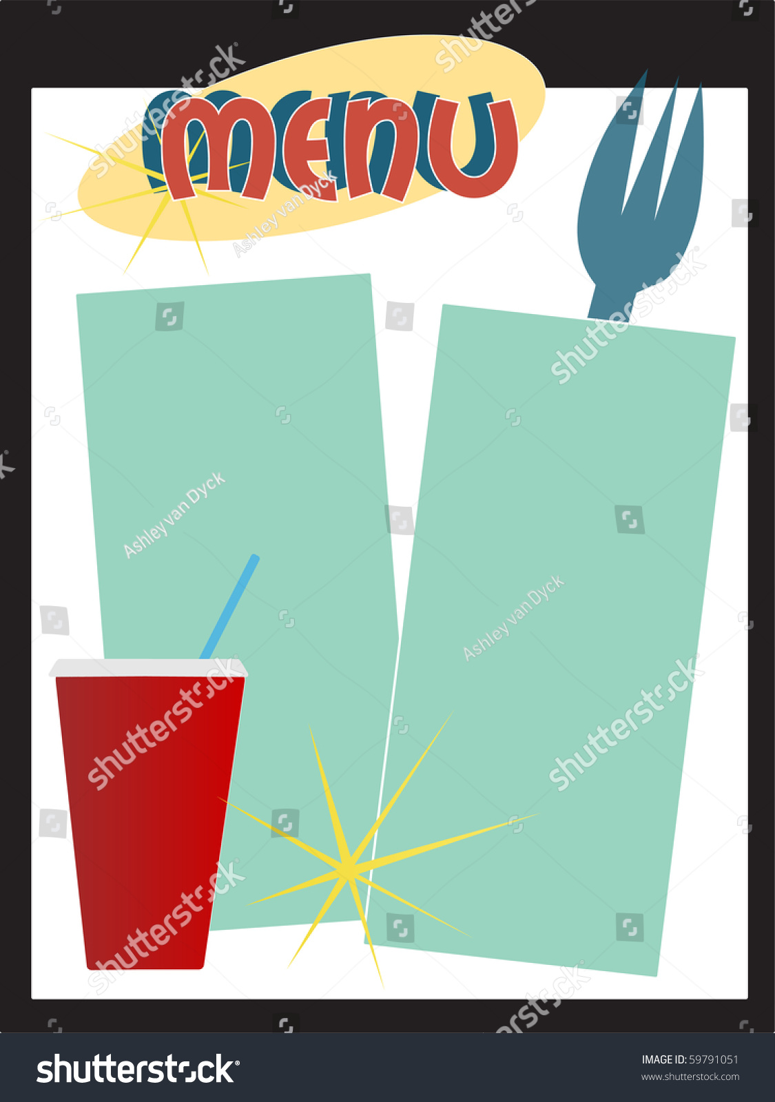 Retro Themed Diner Menu Background: vector de stock (libre de regalías ...
