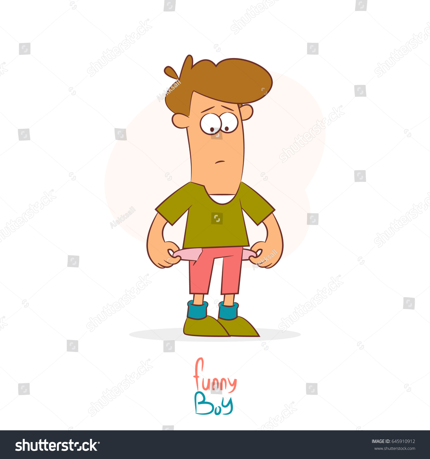 Sad Guy Empty Pockets Vector Illustration Stock Vector (Royalty Free ...