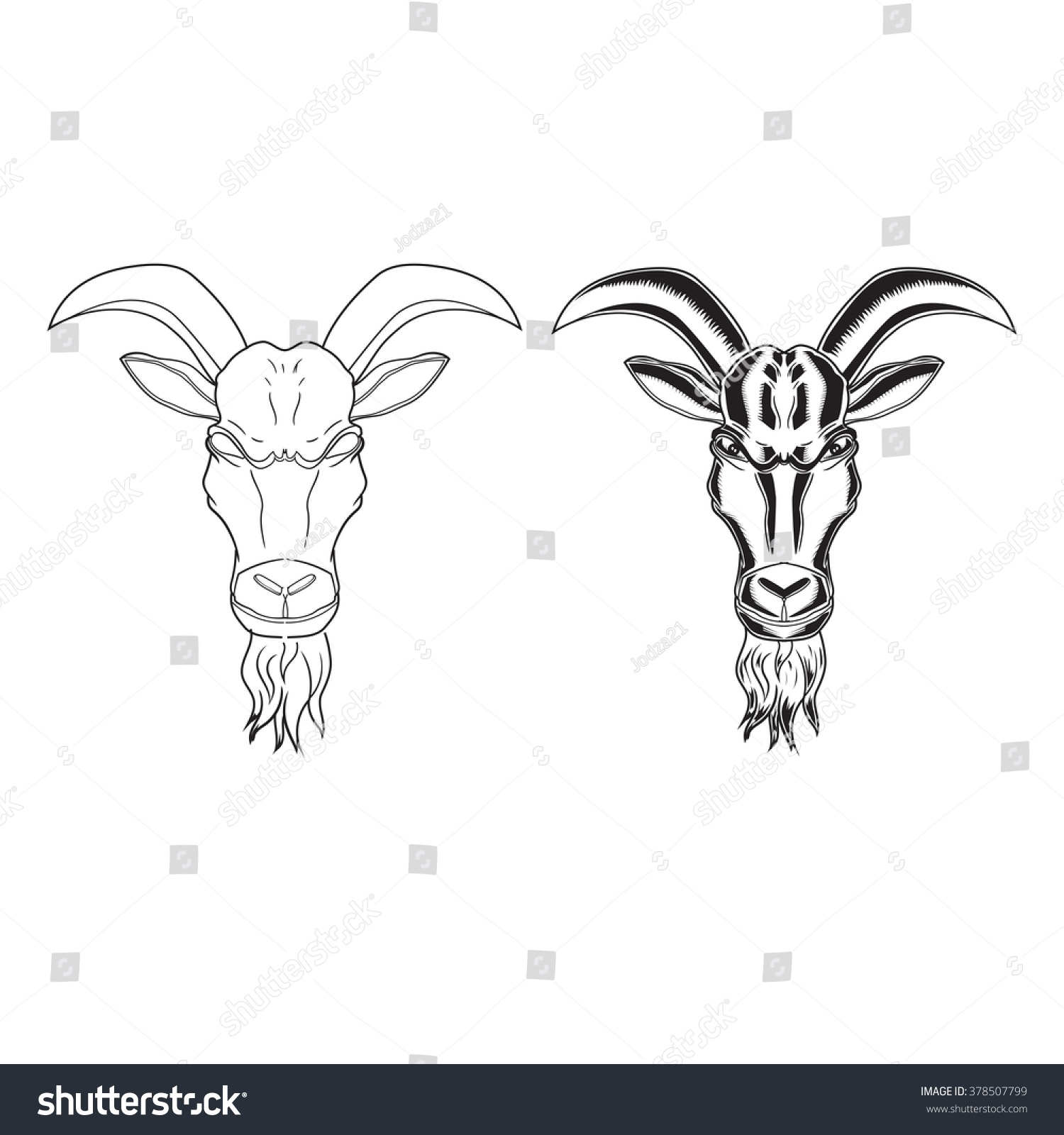 Scary Goat Head Stock Vector 378507799 - Shutterstock