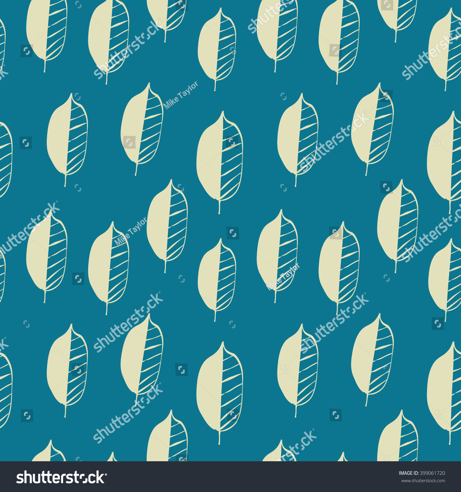 Seamless Illustrated Leaf Background Pattern Stock Vector (Royalty Free ...