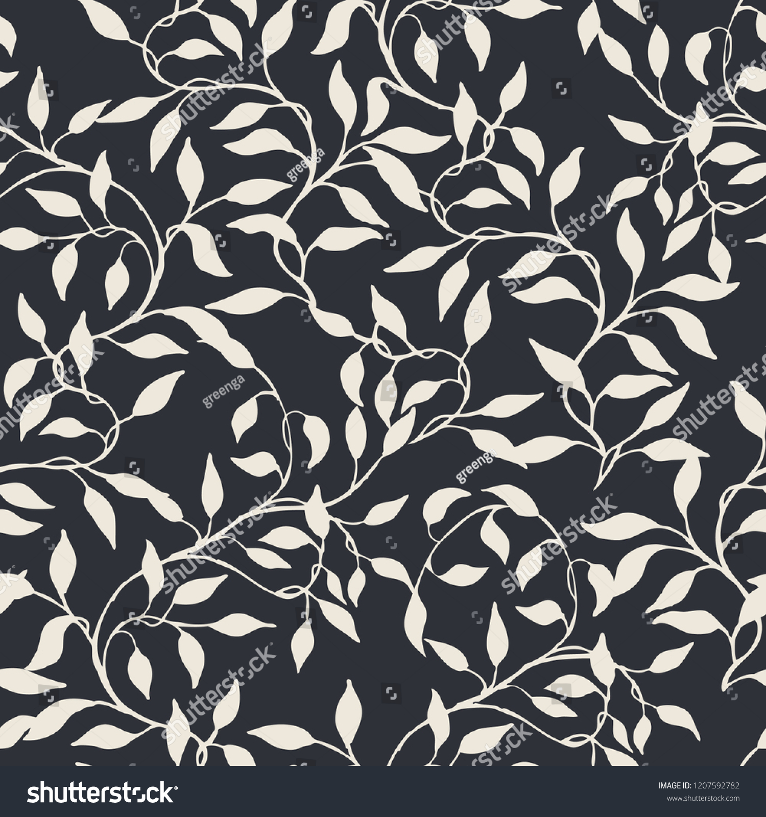 Seamless Pattern Abstract Square Branches Leaves Stock Vector (Royalty ...