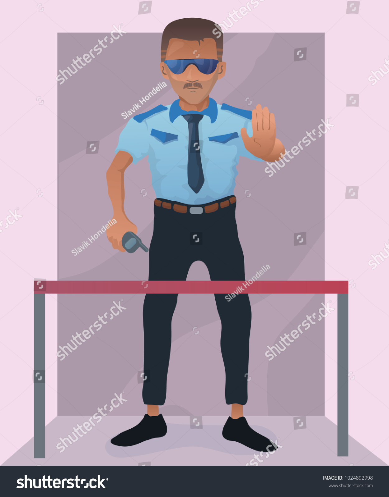 Security Guard Protects Entrance Vector Illustration Stock Vector ... Security Guard Protects Entrance Vector Illustration Stock Vector ...