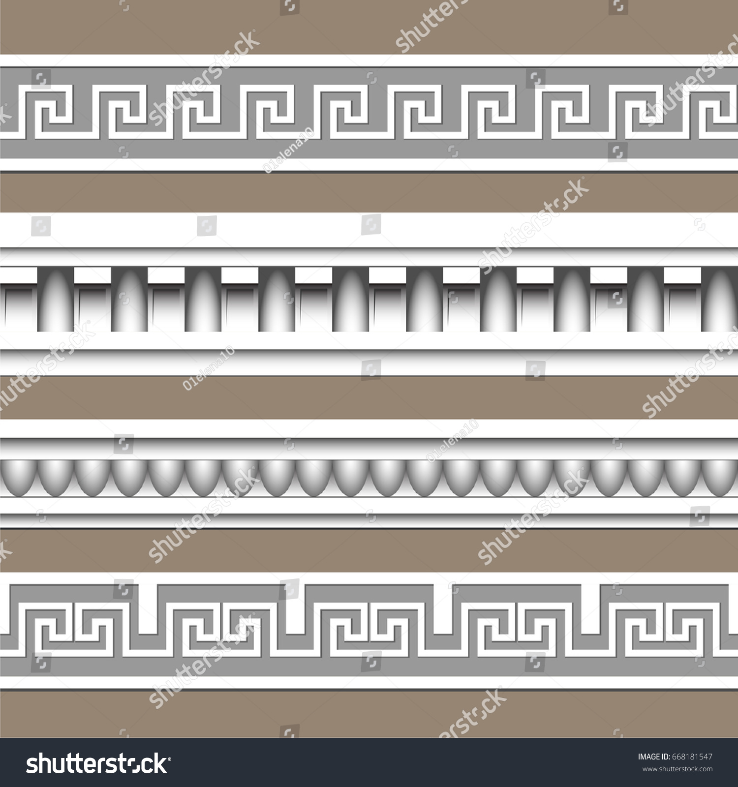 Set Classical Architectural Elements Cornice Girdles Stock Vector ...