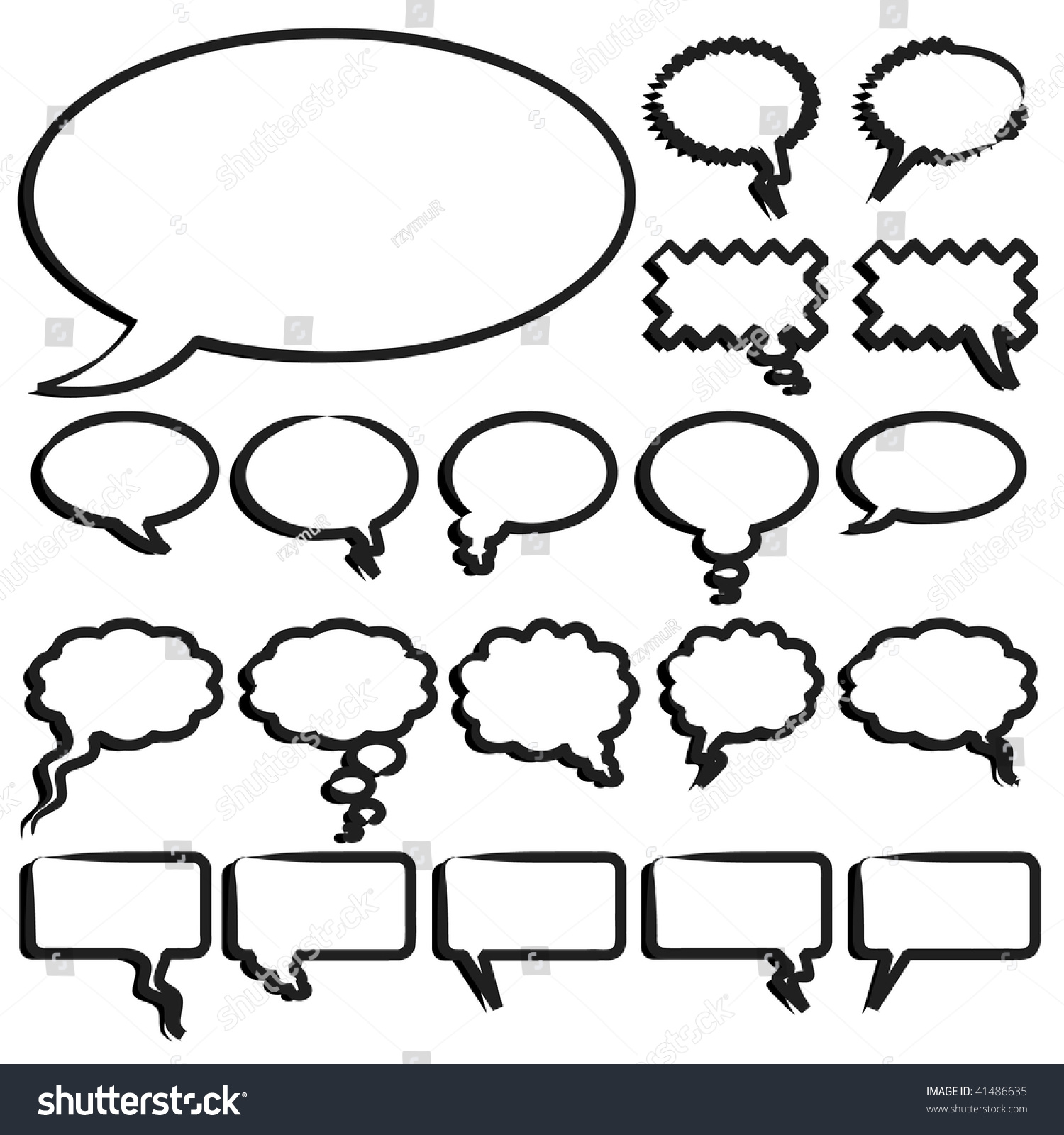 Set Comic Bubble Templates Stock Vector (Royalty Free) 41486635