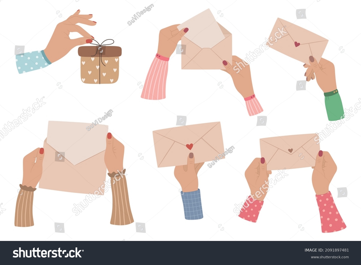 Set Hands Holding Envelopes Letters Beautiful Stock Vector (Royalty ... Set Hands Holding Envelopes Letters Beautiful Stock Vector (Royalty ...