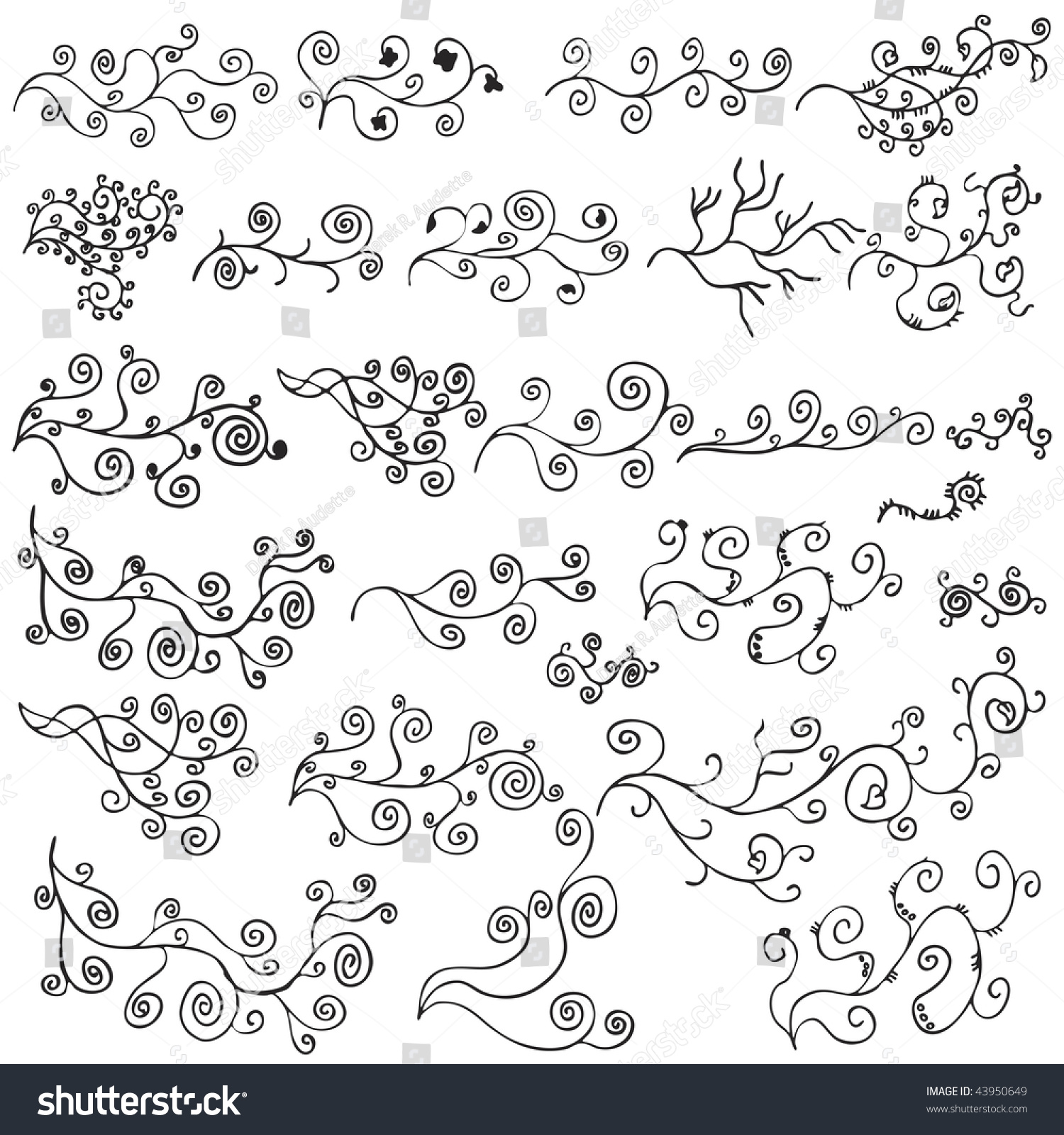 Set Retro Vector Vine Design Elements Stock Vector (Royalty Free) 43950649