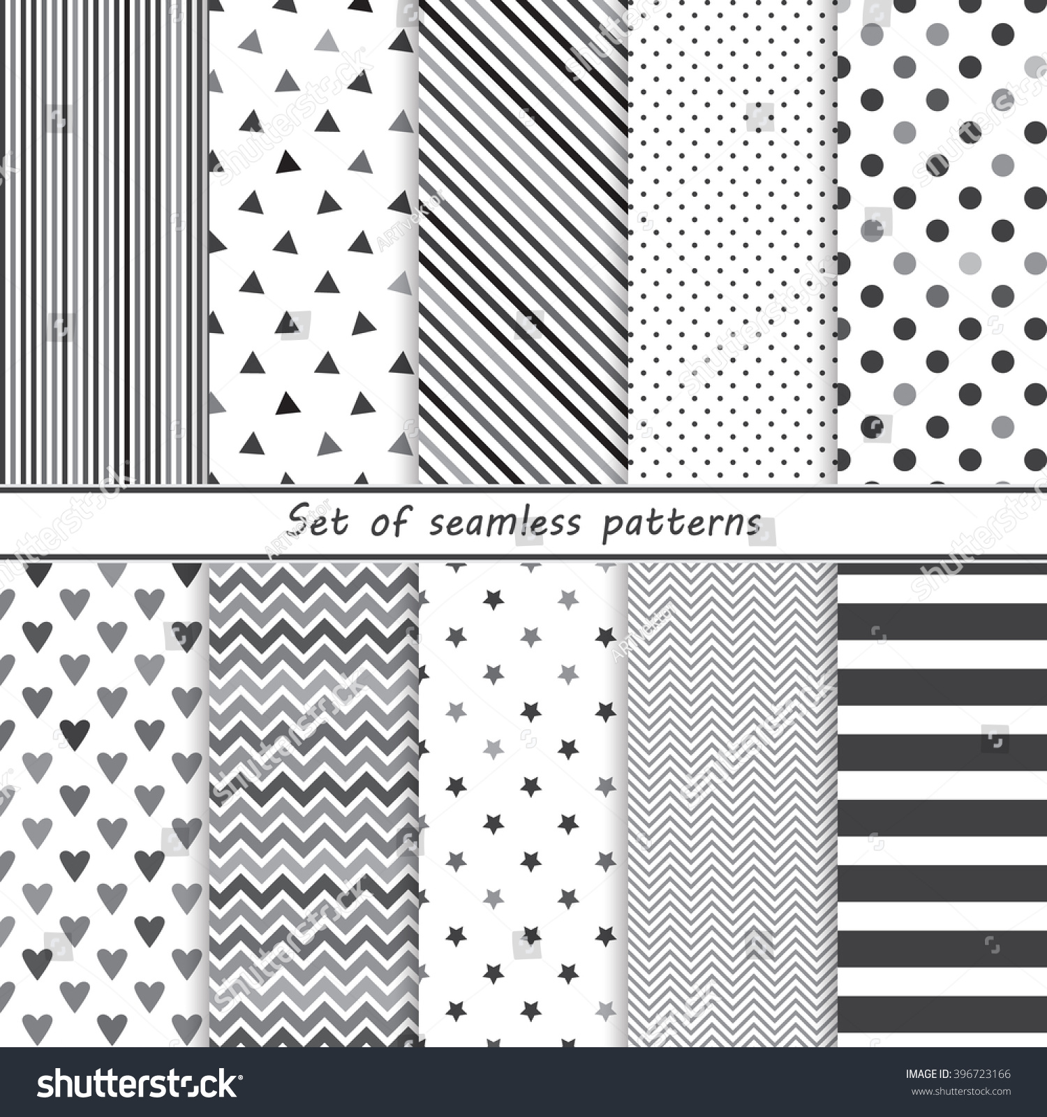 Set Simple Monochrome Patterns Stock Vector (Royalty Free) 396723166