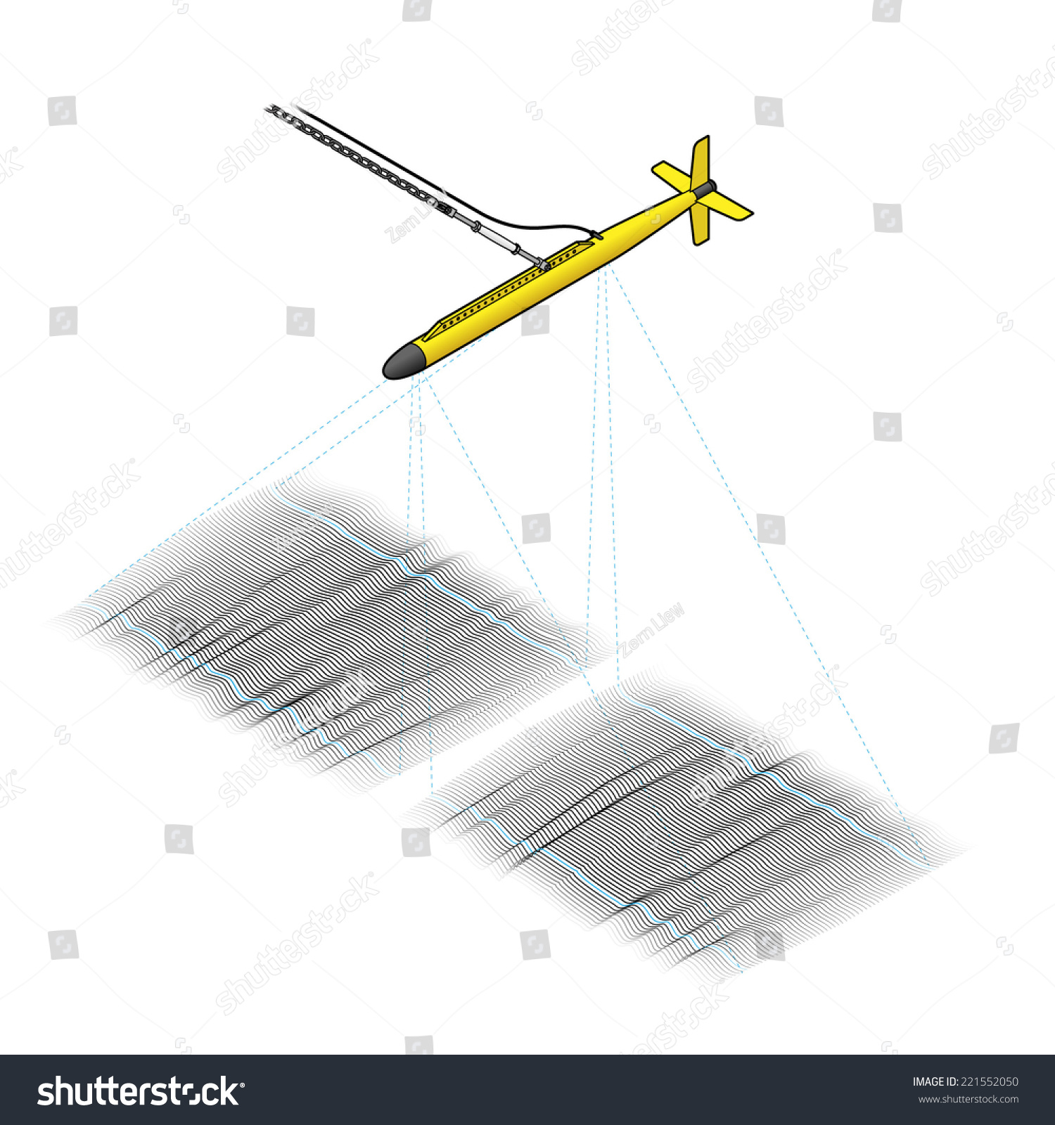Side Scan Sonar Tow Fish Dashed: เวกเตอร์สต็อก (ปลอดค่าลิขสิทธิ์ ...