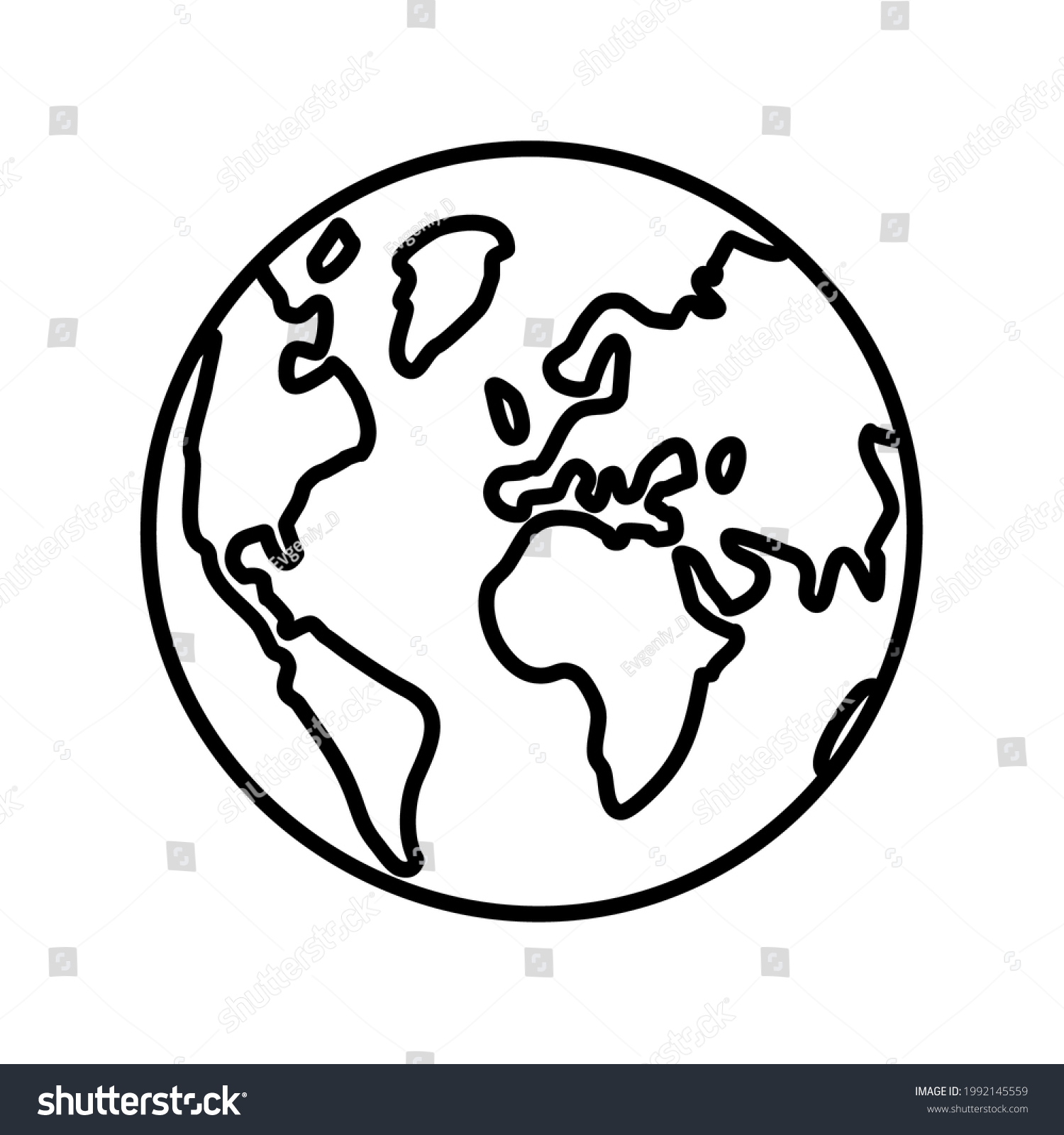 Simple Linear World Map Icon Editable Stock Vector (Royalty Free ...