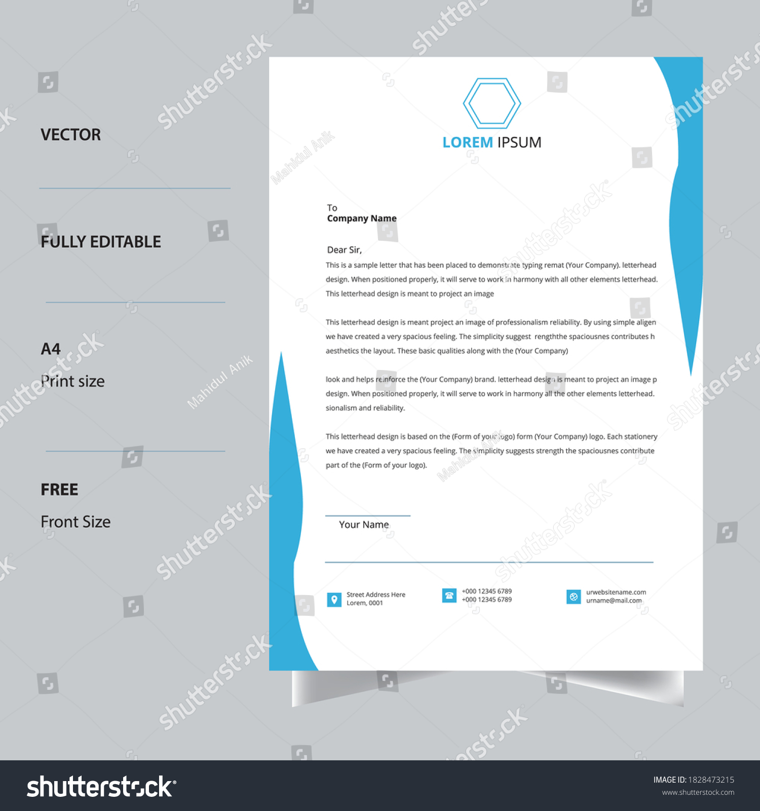 A4 Size Letterhead Design Template Stock Vector (Royalty Free ...
