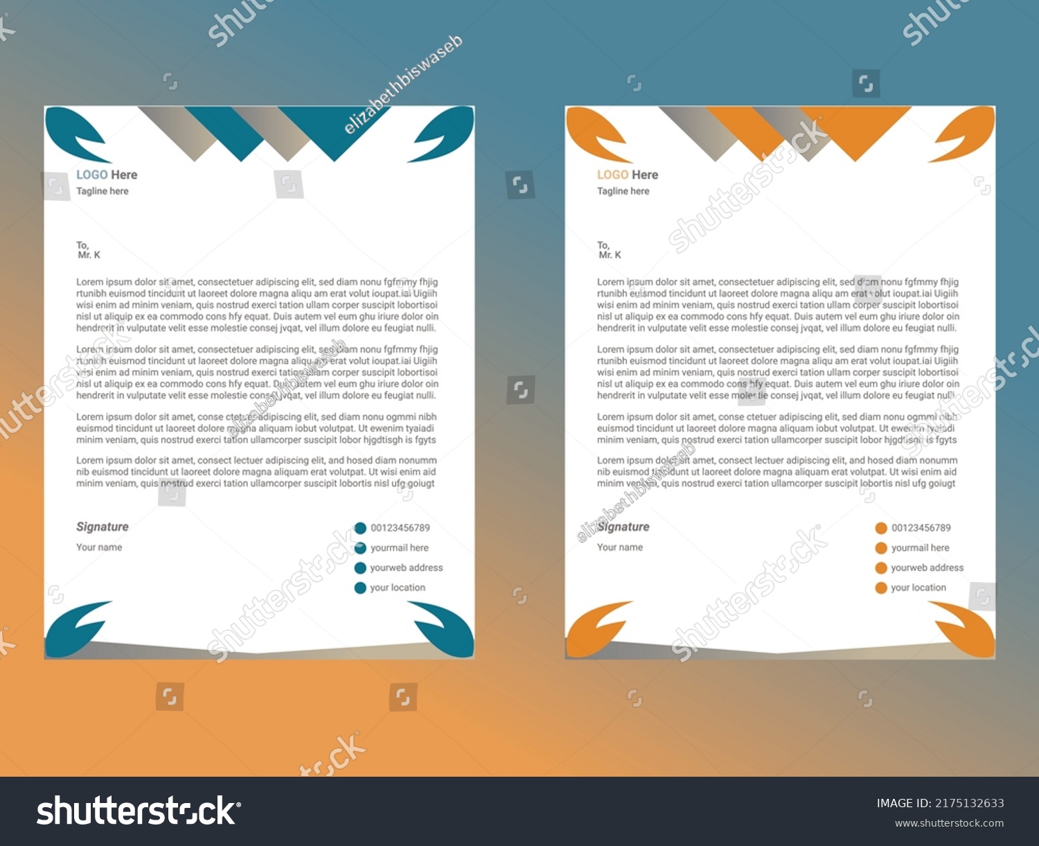 A4 Size Letterhead Template Design Stock Vector (Royalty Free ...