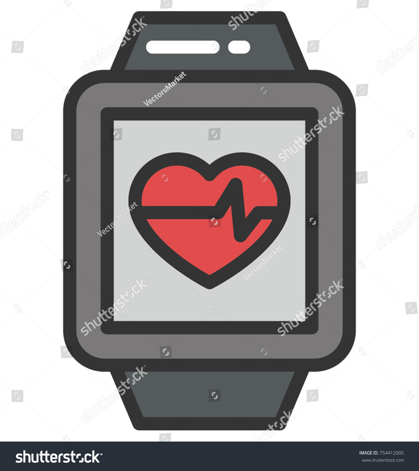 Smart Watch Vector Icon Heart Beat Stock Vector (Royalty Free ...